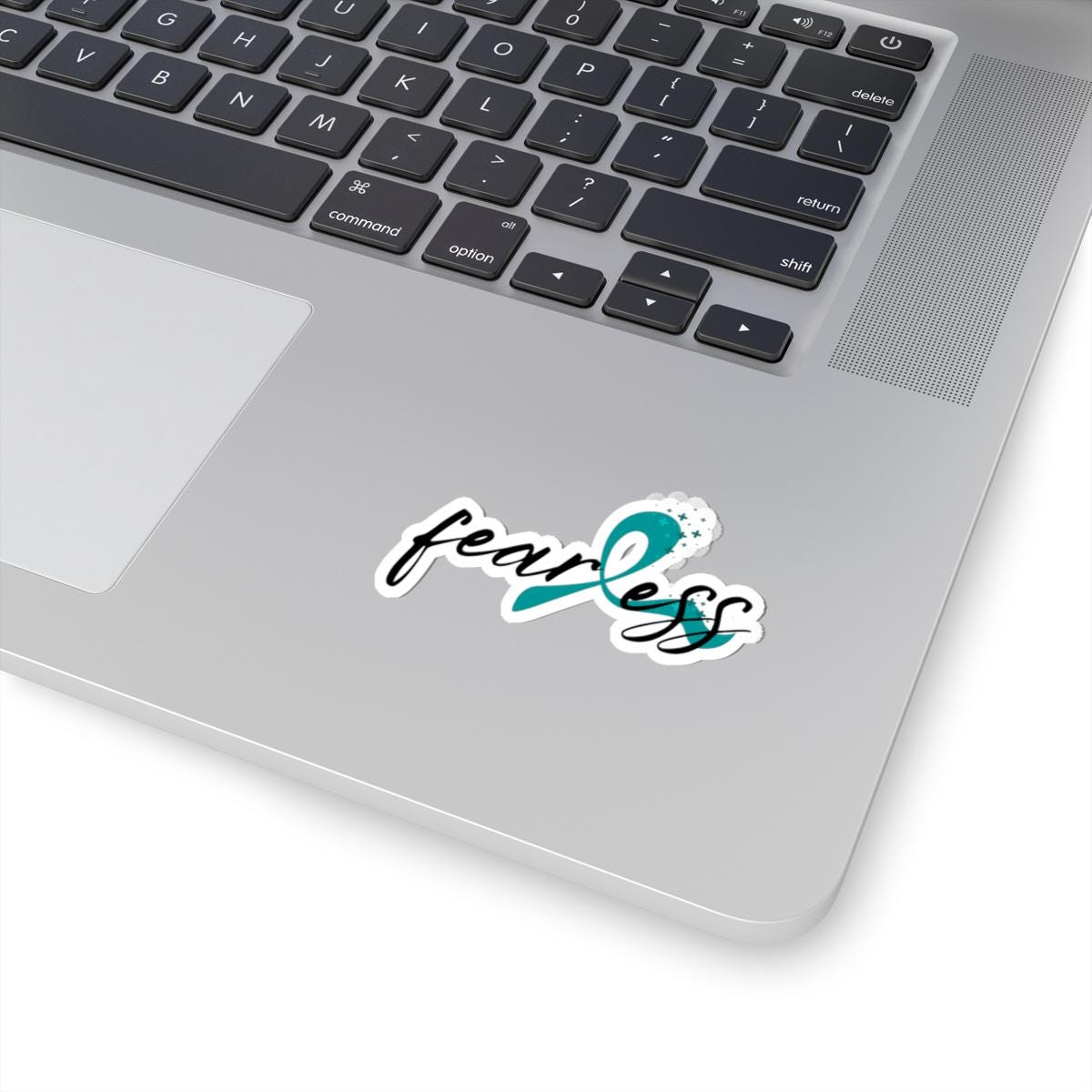 Fearless Sticker - Teal Ribbon Vinyl Sticker for Ovarian Cancer ...