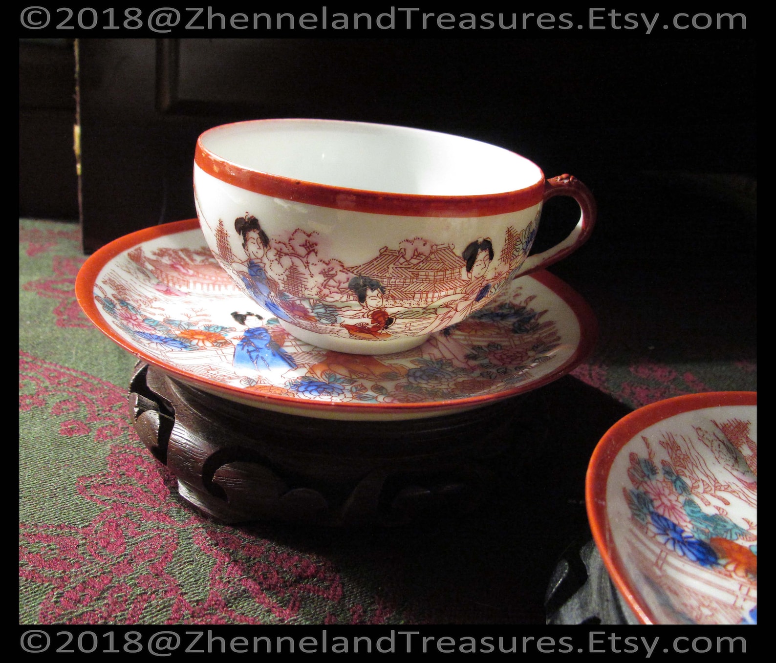 PAIR Japanese Geisha Ware Tea Sets 2 Cups 2 Saucers Vintage - Etsy