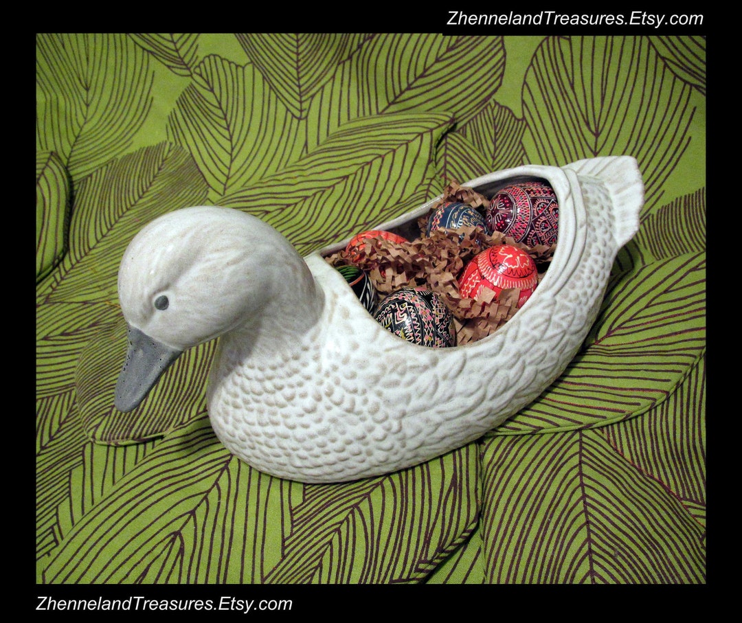 White Ceramic Duck Bowl | Planter Decor, Ceramic Bowl Candy Dish ...