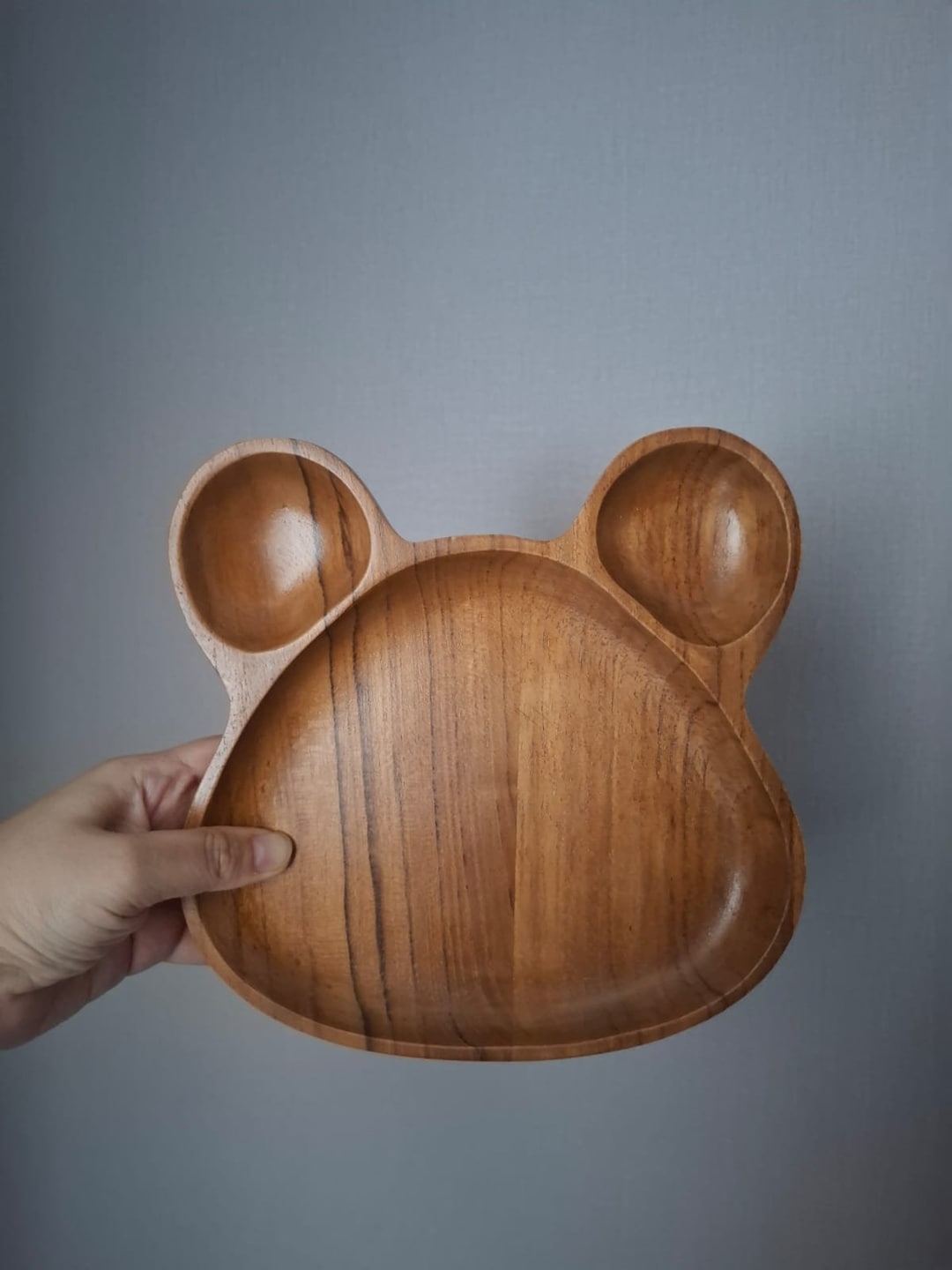 Teak Wood Funny Plate, Wood Character Plate, Wooden Plates, Kitchen ...