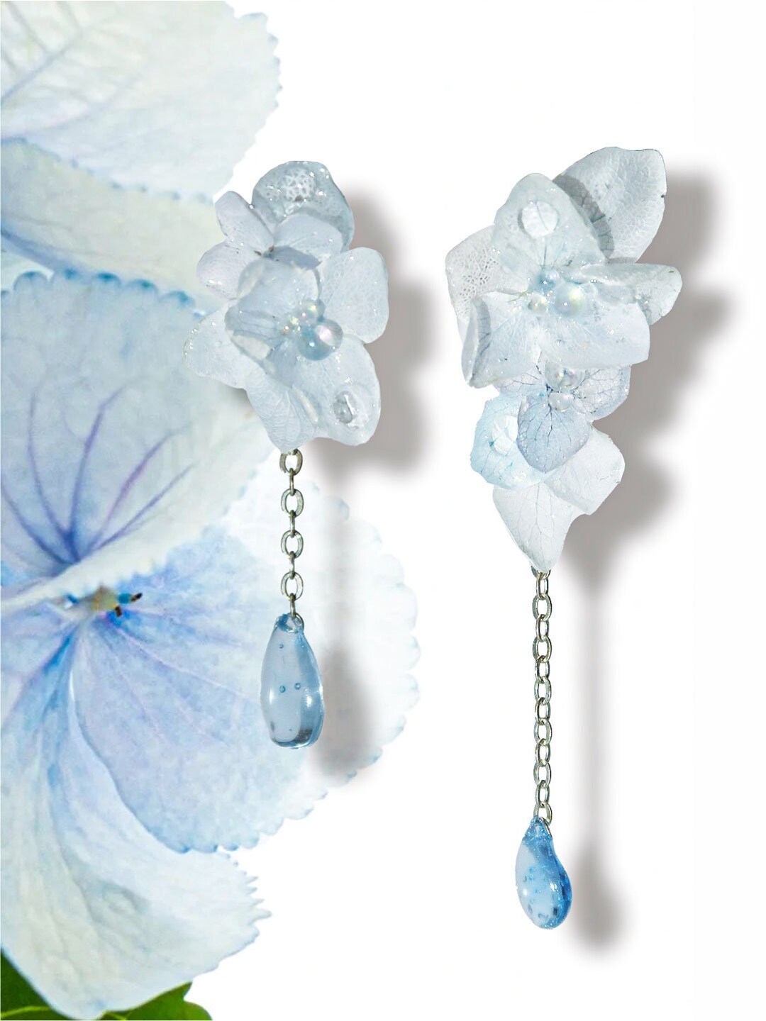 Handmade Pressed Blue Hydrangea Resin Earrings, Floral Jewelry,mother's ...