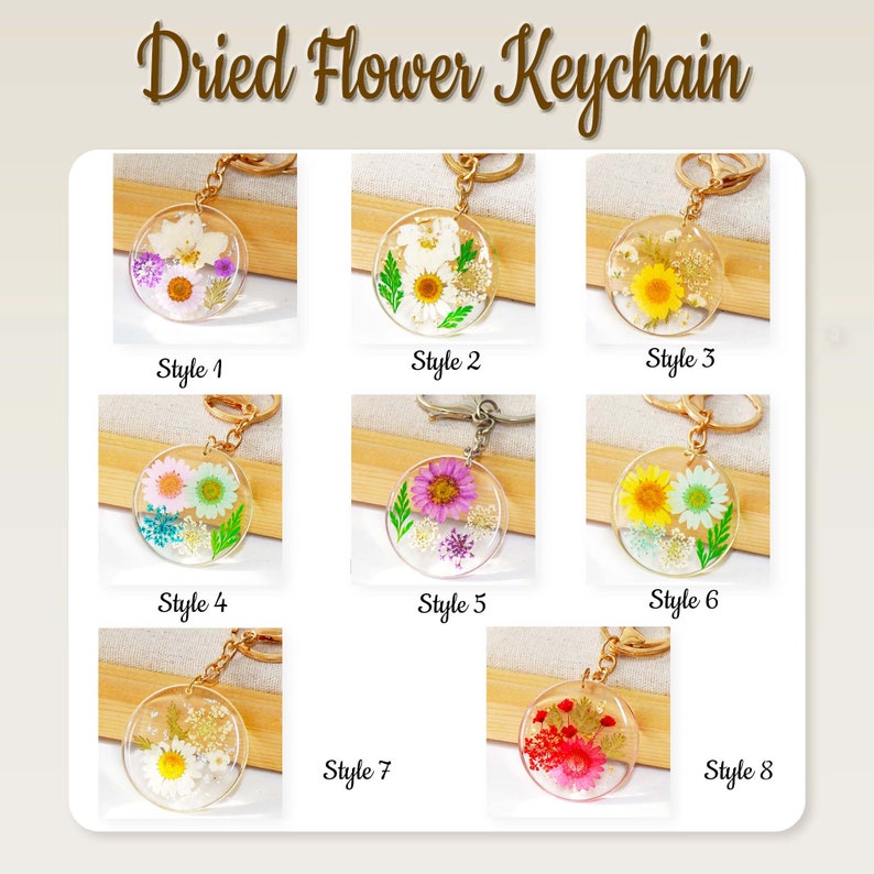Dried Flower Keychain,real Flower Resin Keychain,flower Keychain,epoxy ...