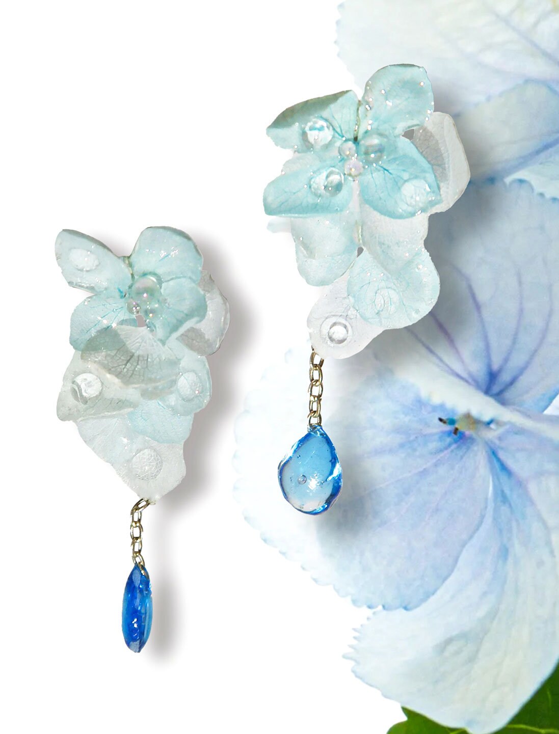 Handmade Pressed Blue Hydrangea Resin Earrings, Floral Jewelry,mother's ...