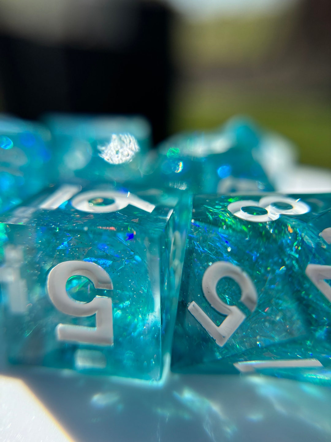Siren's Cadence Blue & Green 7 Piece Sharp Edged Dice Set Dnd Unique ...