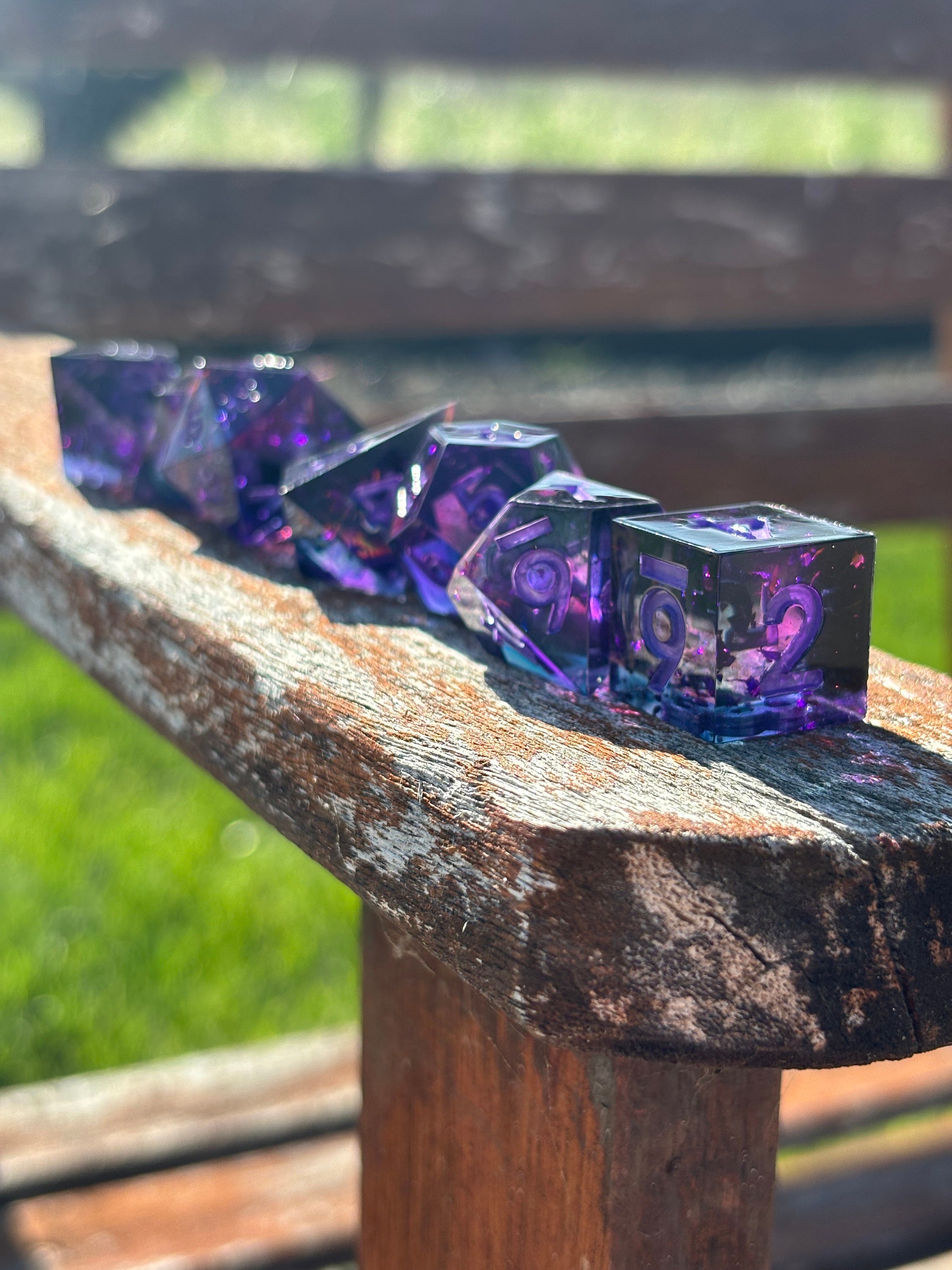 Purple Warlock DND Dice Set 7-piece Collection for TTRPG Lovers Cosmic ...