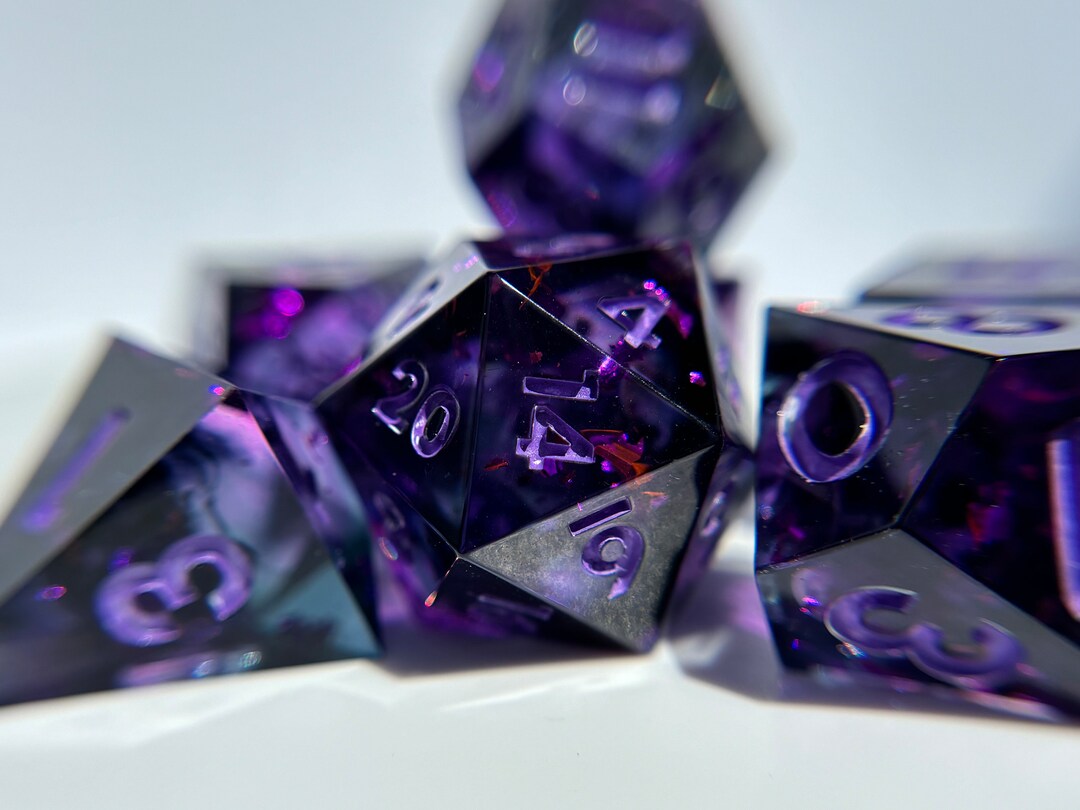 Purple Warlock DND Dice Set 7-piece Collection for TTRPG Lovers Cosmic ...