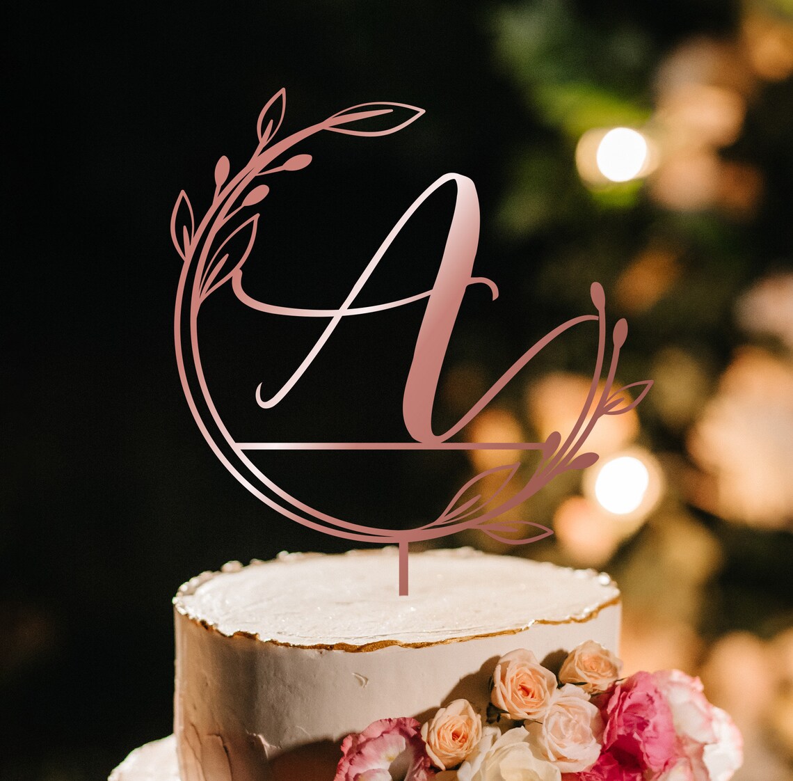 Custom Initial Wedding Cake Topper, Black Vintage Cake Topper, Wedding ...