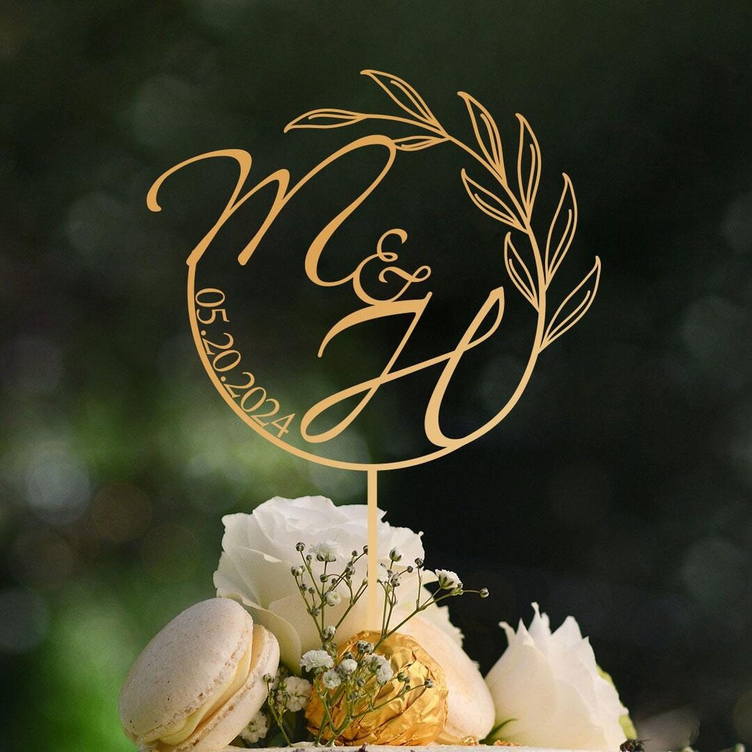 Personalized Initials Cake Topper Custom Name Cake Topper Gold