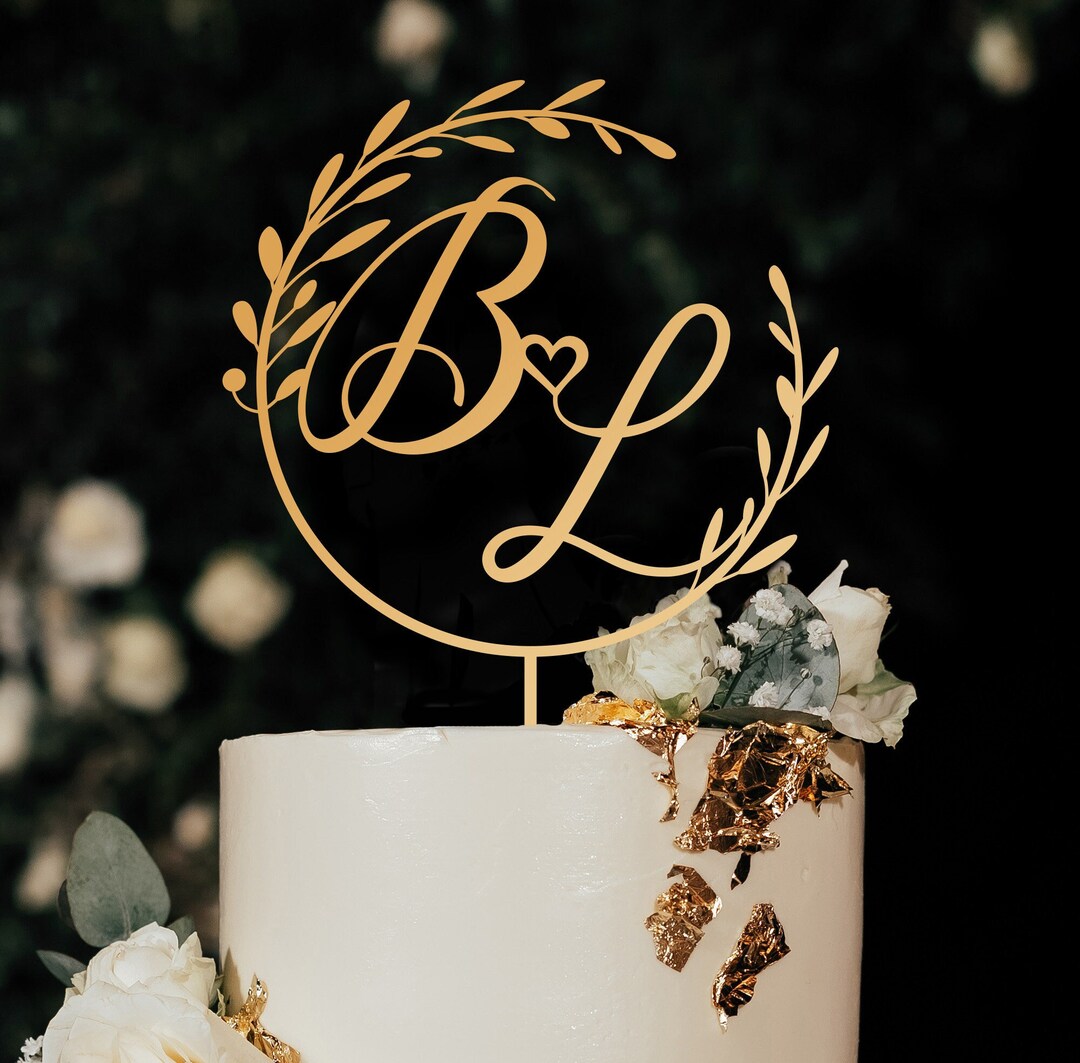 Personalized Gold Initial Wedding Cake Topper, Custom Initial Cake ...