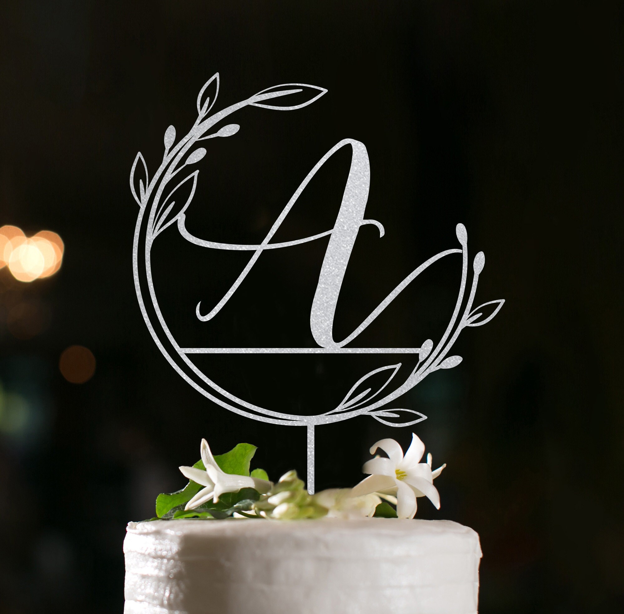 Custom Initial Wedding Cake Topper, Black Vintage Cake Topper, Wedding ...