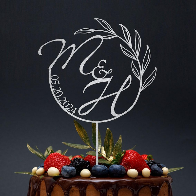 Personalized Initials Cake Topper, Custom Name Cake Topper, Gold ...