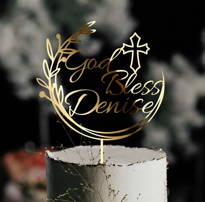 Personalized God Bless Cake Topper, Custom Baptism Cake Topper ...