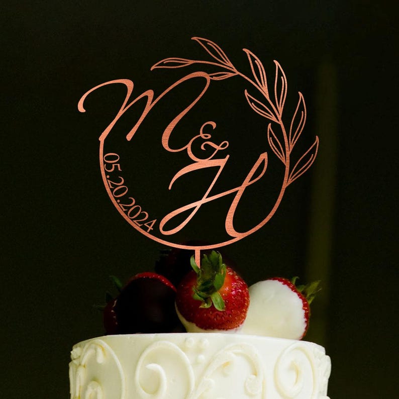 Personalized Initials Cake Topper, Custom Name Cake Topper, Gold ...