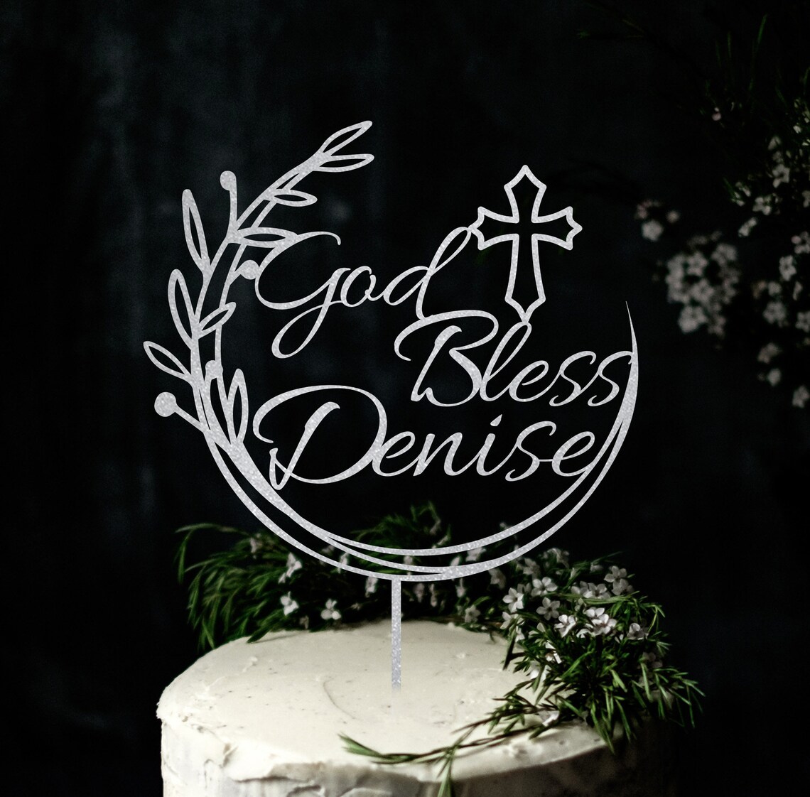 Personalized God Bless Cake Topper, Custom Baptism Cake Topper ...