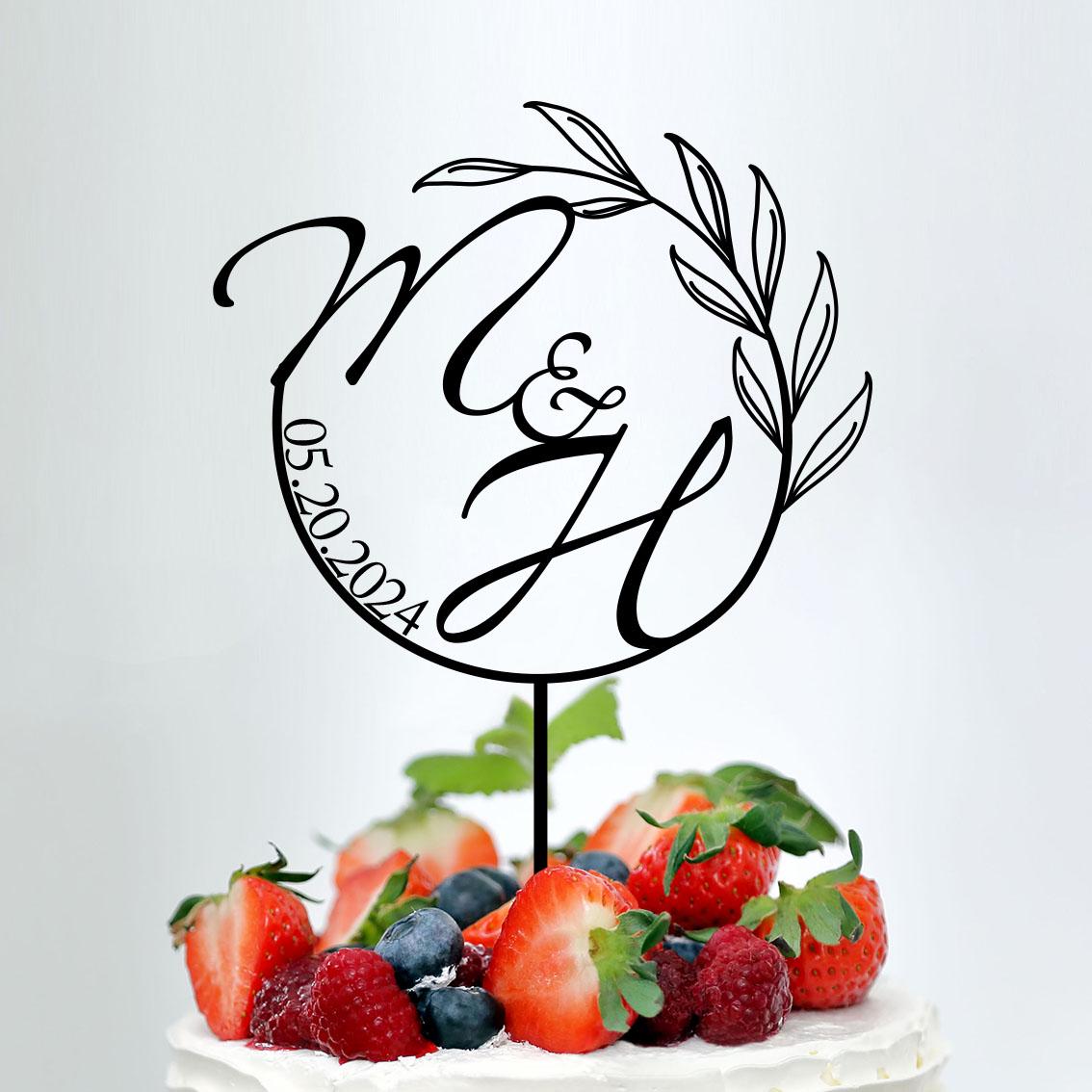 Personalized Initials Cake Topper, Custom Name Cake Topper, Gold ...