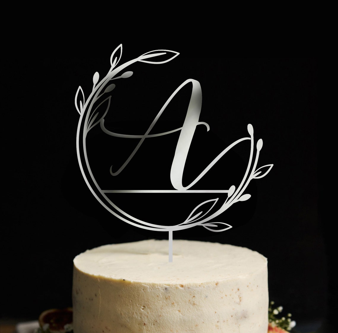 Custom Initial Wedding Cake Topper, Black Vintage Cake Topper, Wedding ...