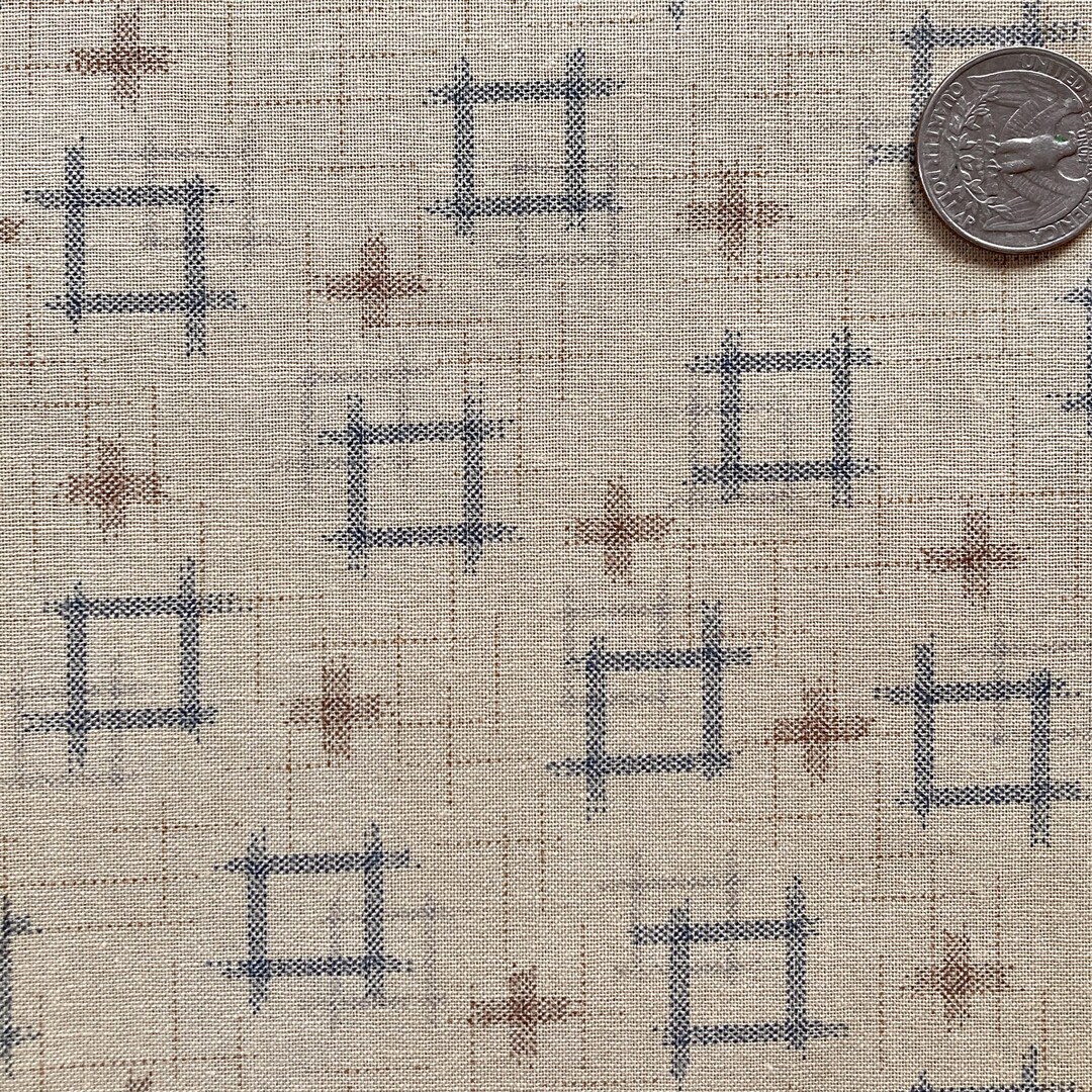 Igeta Pattern parallel Cross in Light Beige, Japanese Cotton Fabric ...