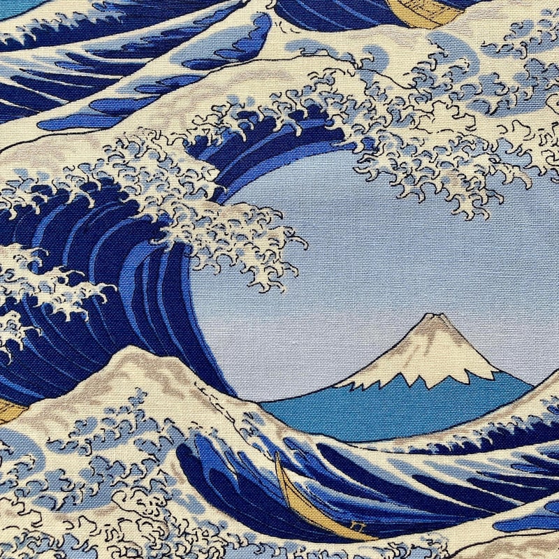 Japanese Wave Fabric - Etsy