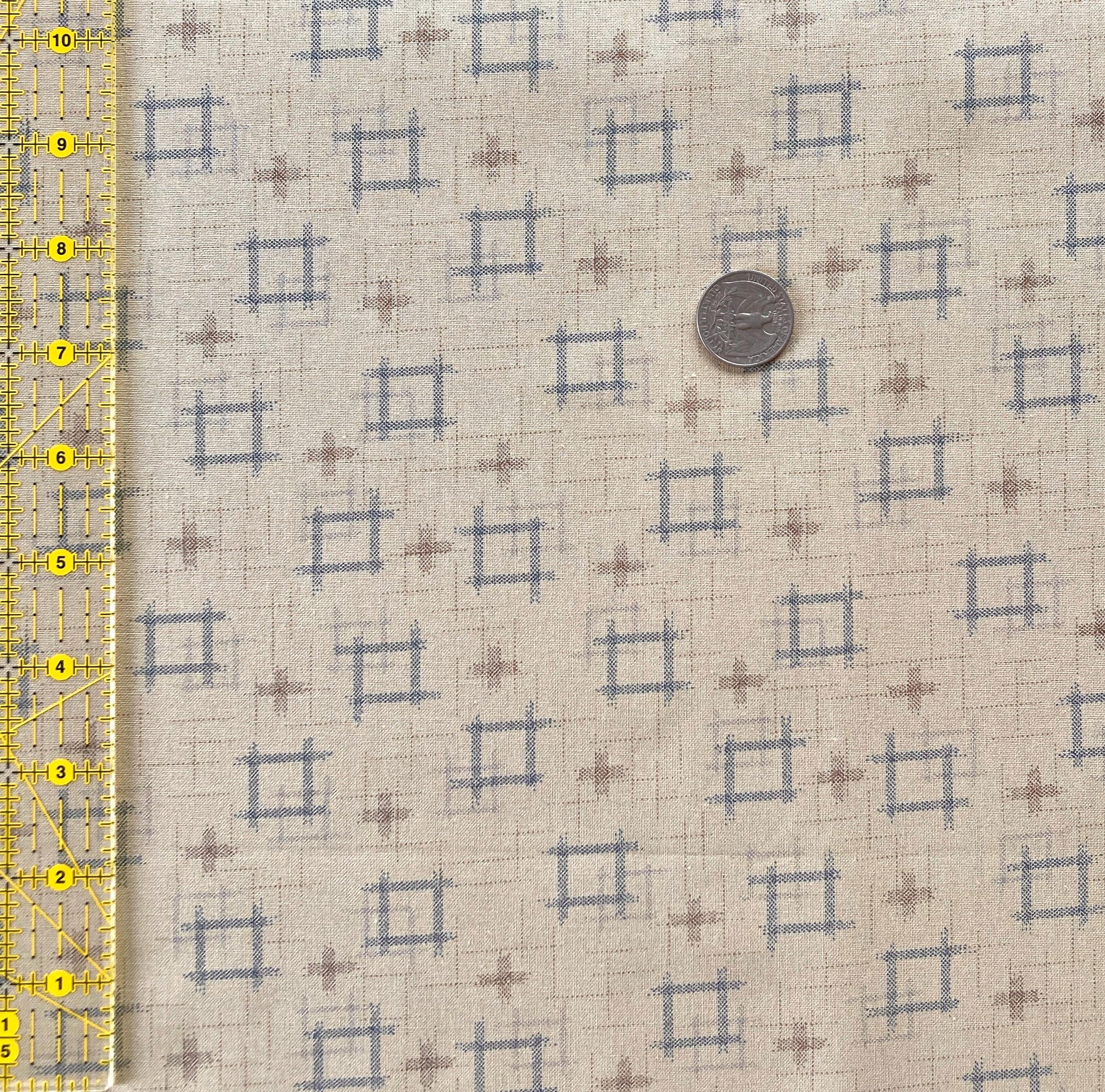 Igeta Pattern (parallel Cross) in Light Beige, Japanese Cotton Fabric ...