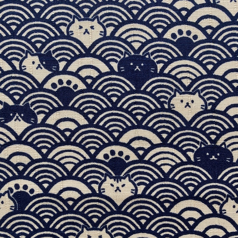 Cat Motif Linen Fabric - Etsy UK