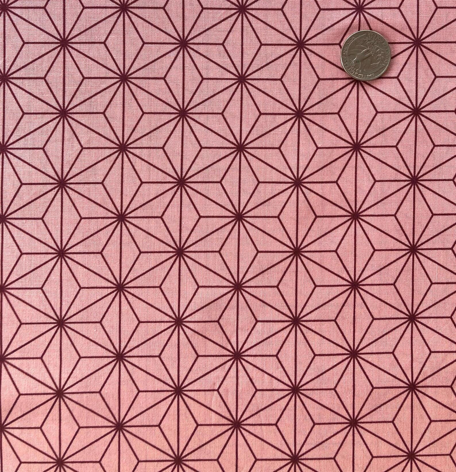 Asanoha Pattern (hemp Leaf) in Pink, Japanese Cotton Fabric, Sold by ...