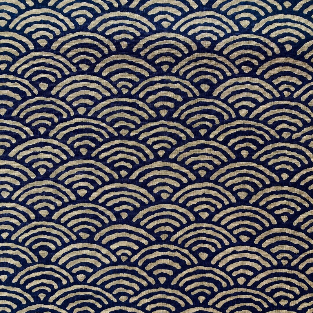 Japanese 100% Cotton Fabric With Traditional Seigaiha blue Ocean Wave ...