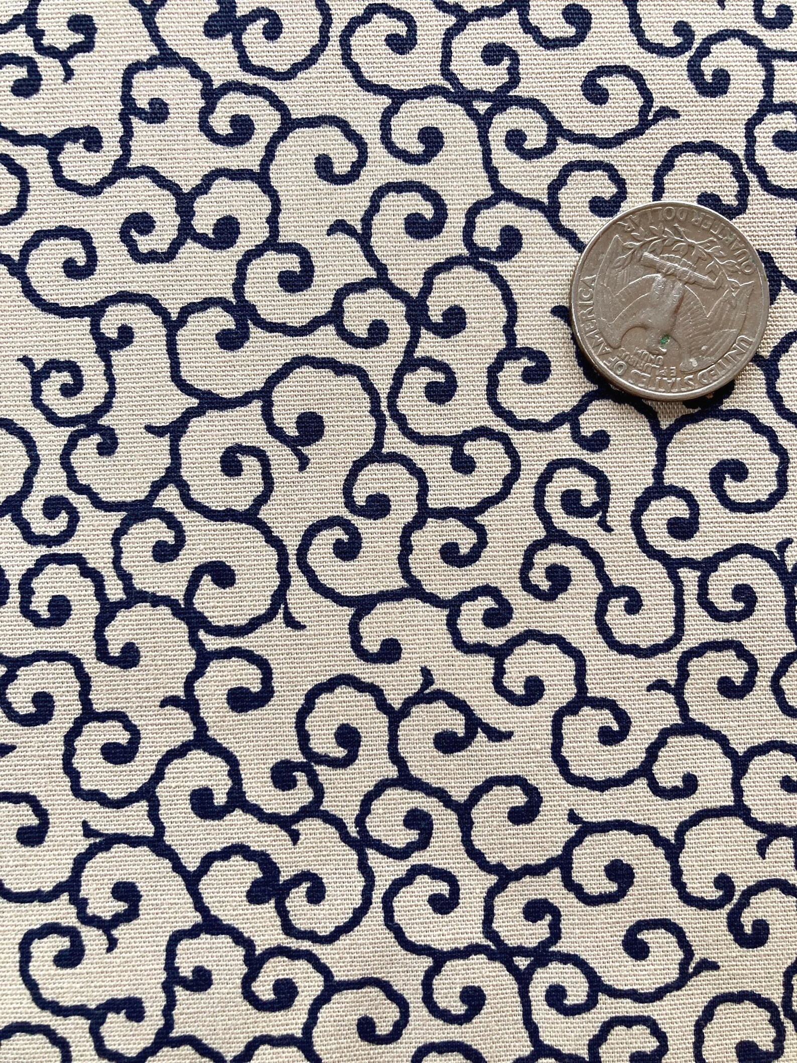 Karakusa arabesque Pattern in Ivory, Japanese Cotton Fabric, Sold by ...