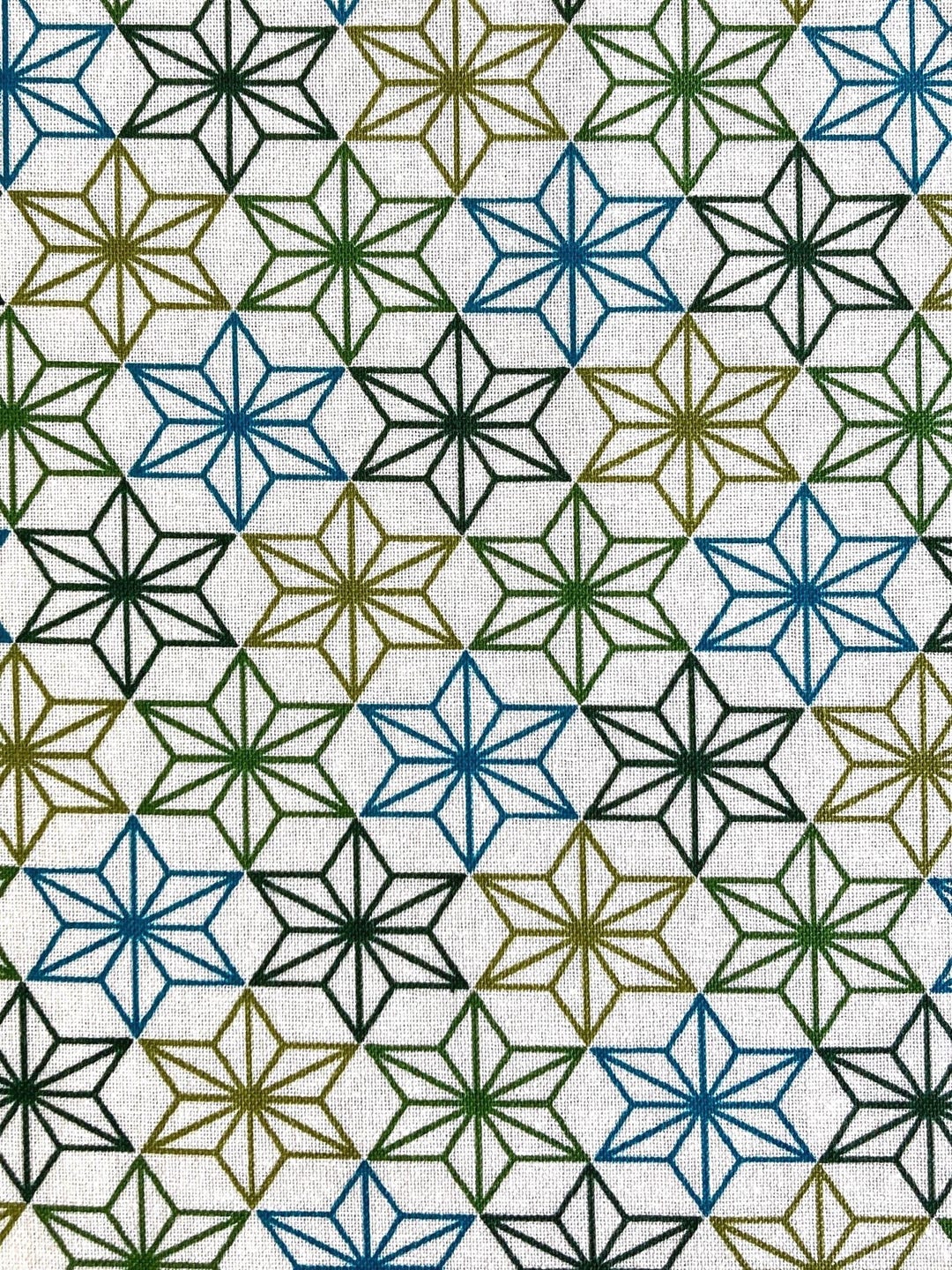 Asanoha (hemp Leaf) Pattern on Blue and Green, Japanese Cotton Fabric ...