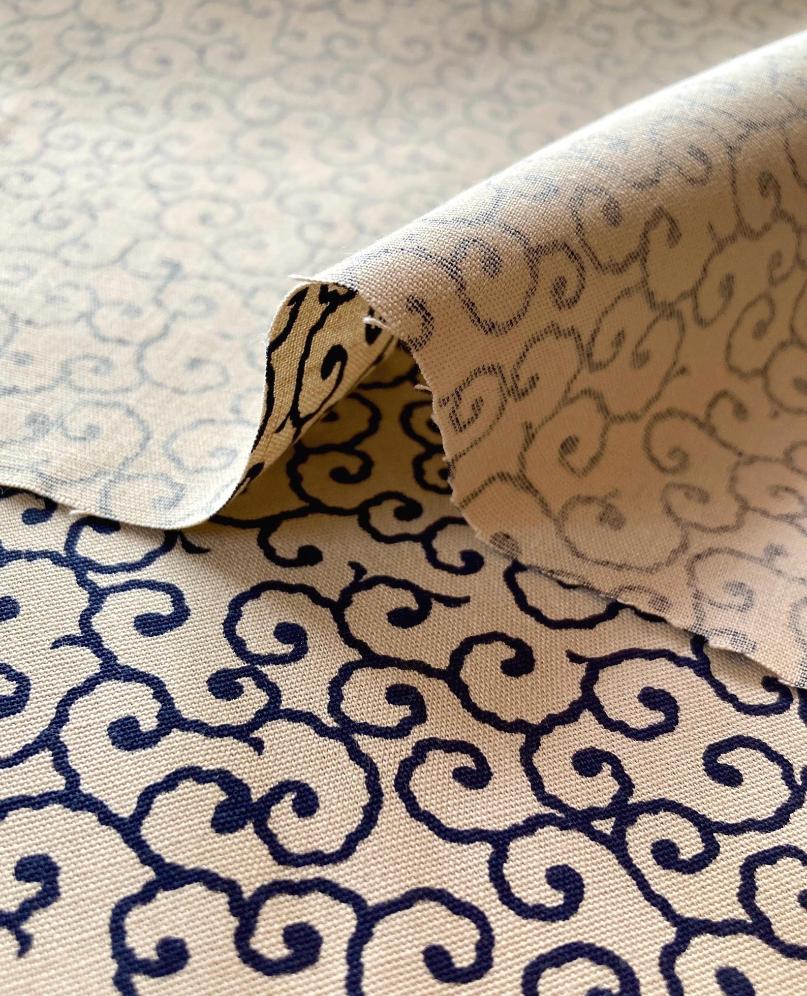 Karakusa arabesque Pattern in Ivory, Japanese Cotton Fabric, Sold by ...