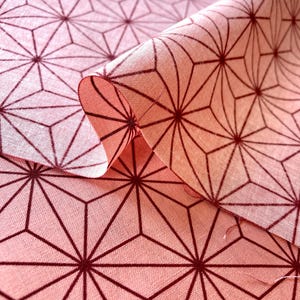 Asanoha Pattern (hemp Leaf) in Pink, Japanese Cotton Fabric, Sold by ...