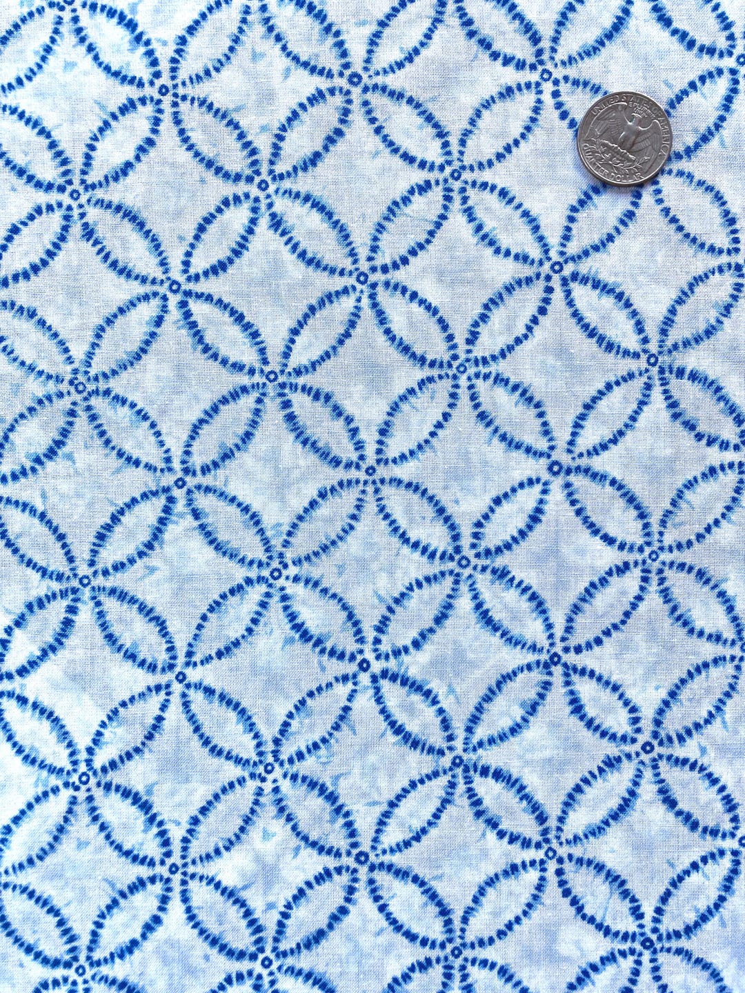 Shibori Print Cotton With Shippo Pattern overlapping Circles in Light ...