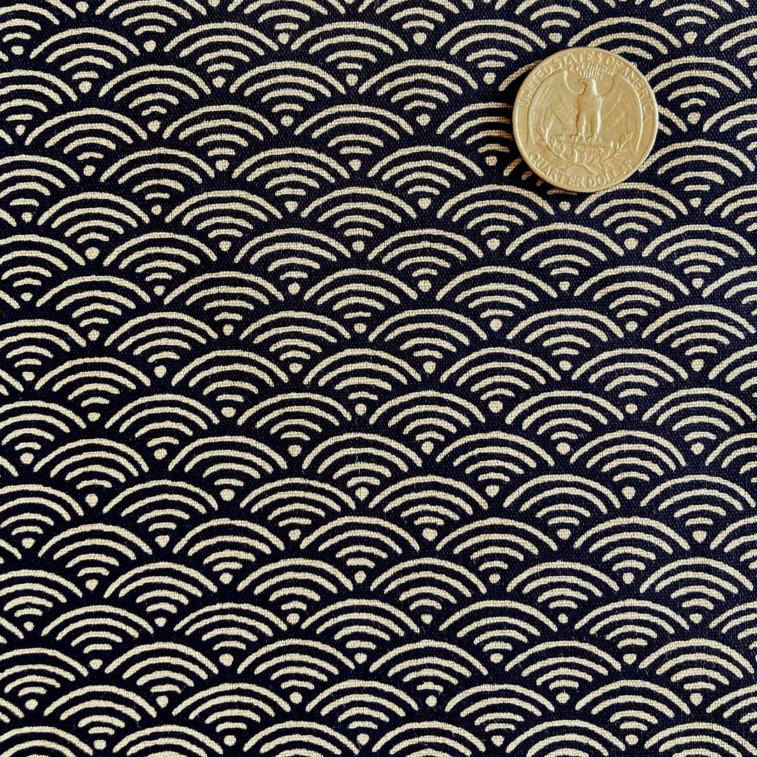 Seigaiha (ocean Wave) Pattern on Dark Blue Background, Japanese Cotton ...