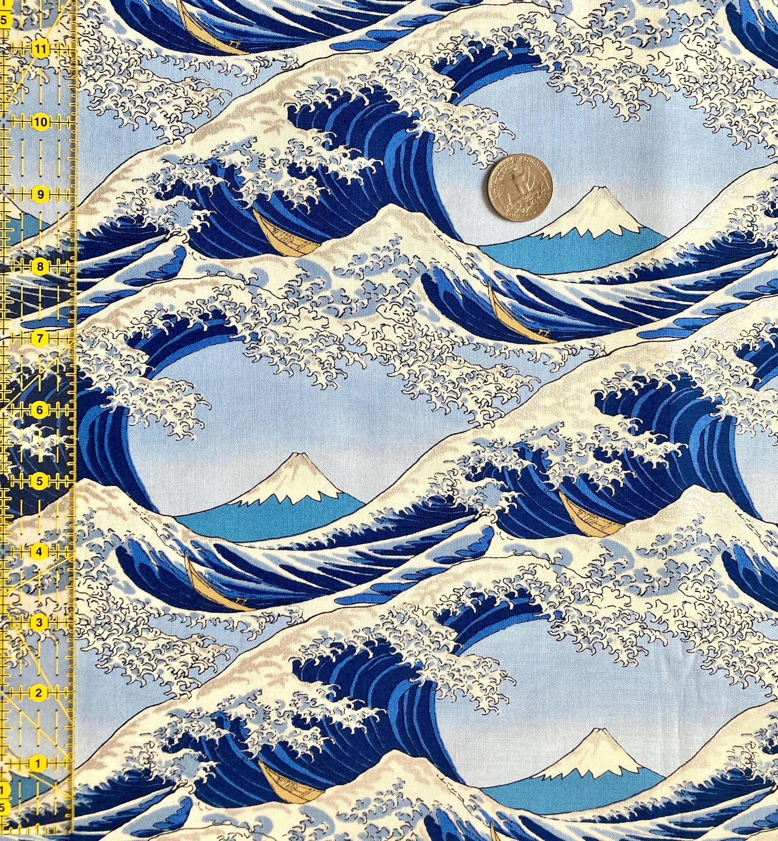 The Great Wave off Kanagawa Fabric, Japanese Cotton Fabric, Sold by the ...