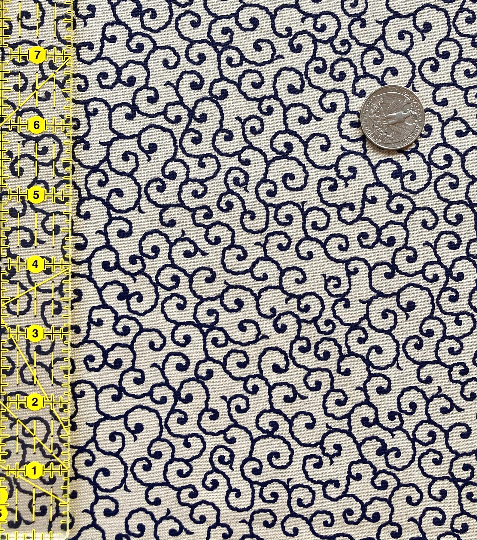 Karakusa arabesque Pattern in Ivory, Japanese Cotton Fabric, Sold by ...