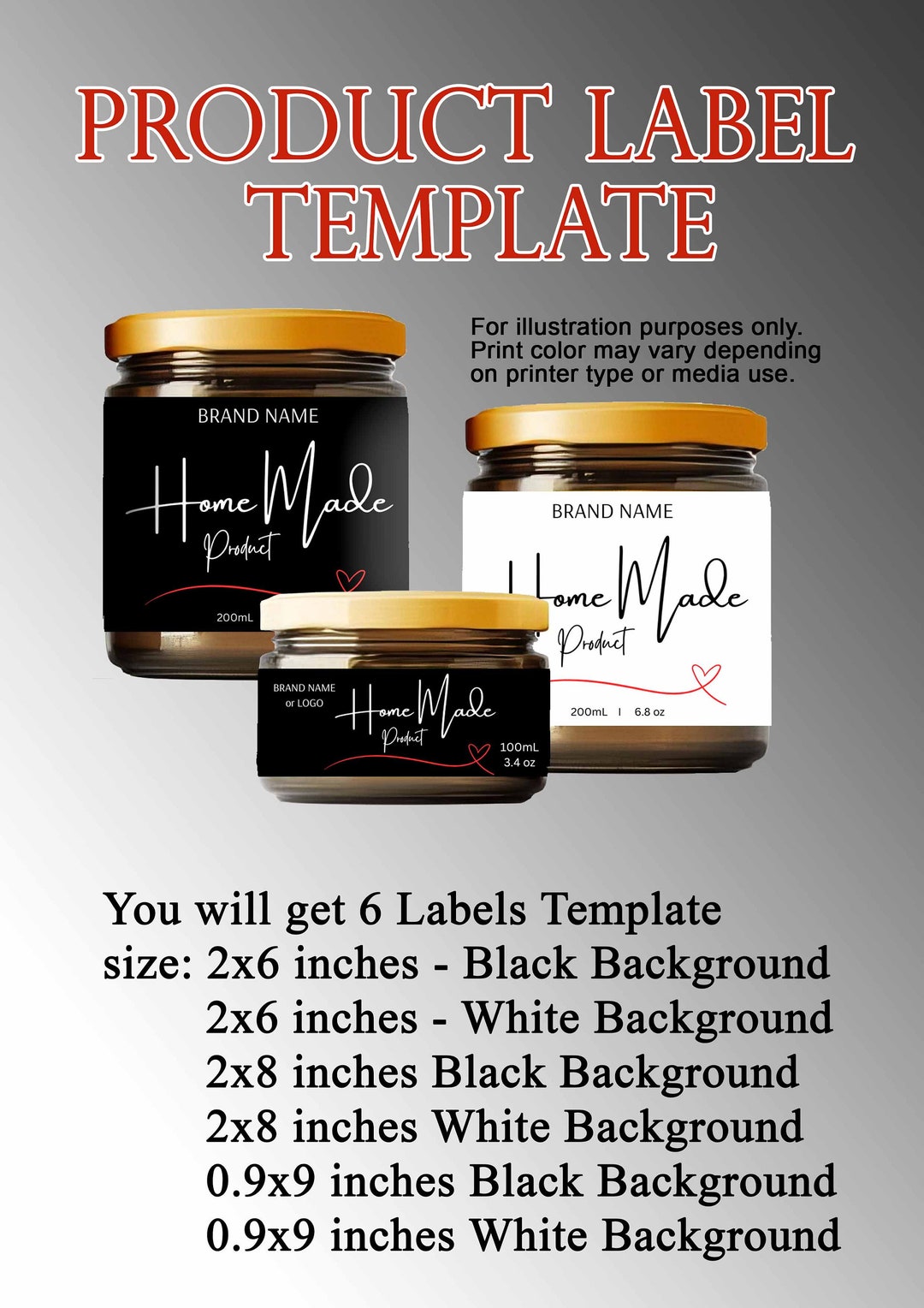 Editable Product Label Template, Jar Label, Gourmet Label, Pickle Label ...