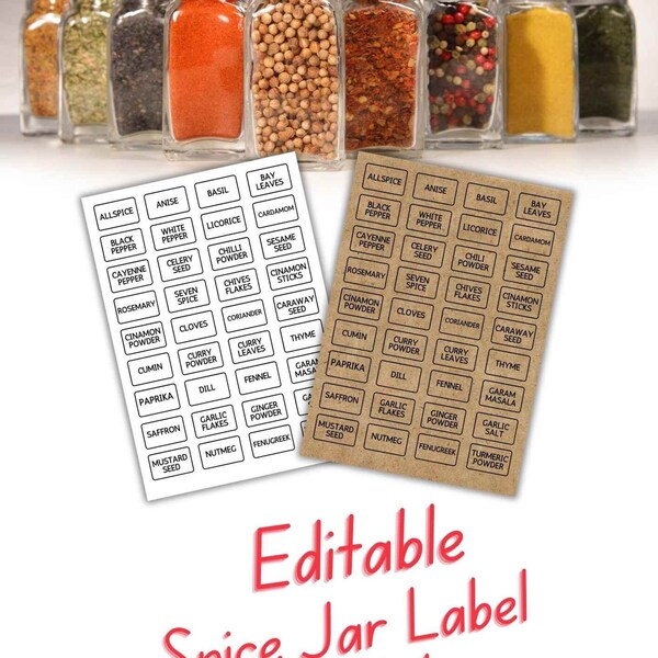 Spice Jar Labels - Etsy