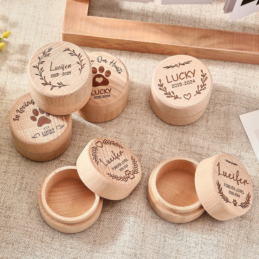 Personalized Pet Fur Memory Box, Custom Engraved Pet Memorial Keepsake ...