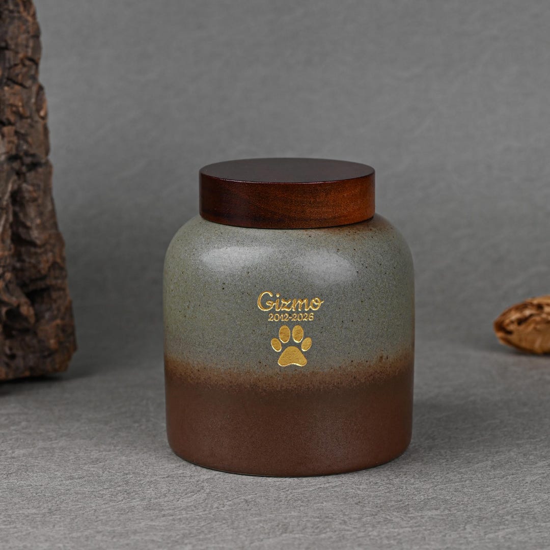 Personalized Pet Urn Ceramic Custom Ceramic Pet Memorial Jar With ...
