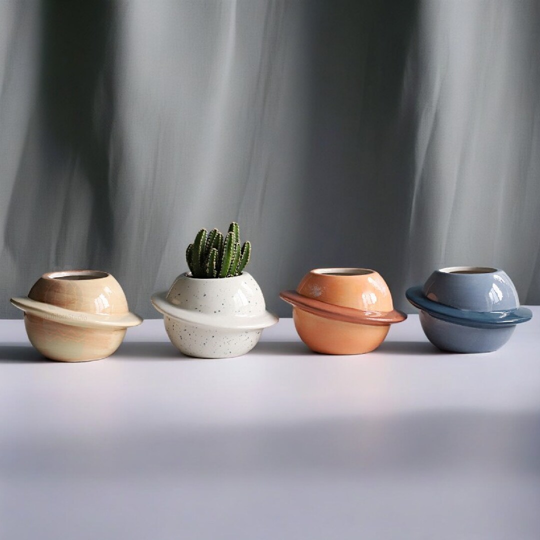 Planet Planter, Starry Pot, Hand-painted Ceramic Flower Vase, Adorable ...