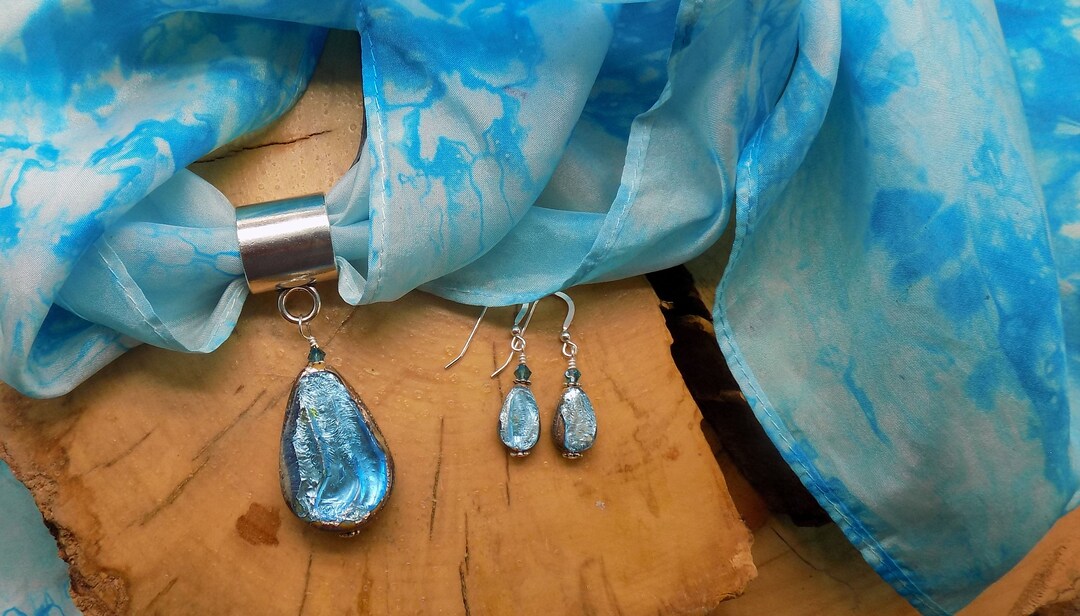 Aqua Silver Teardrop Set 30-105 - Etsy