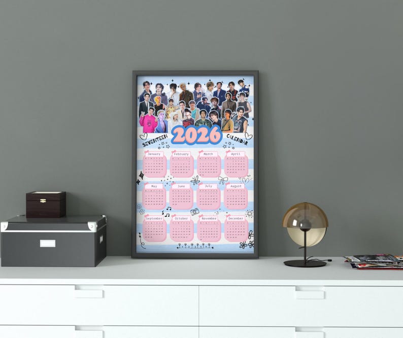 Printable SEVENTEEN Calendar 2026: K-pop Editions (PNG and PDF) - Etsy