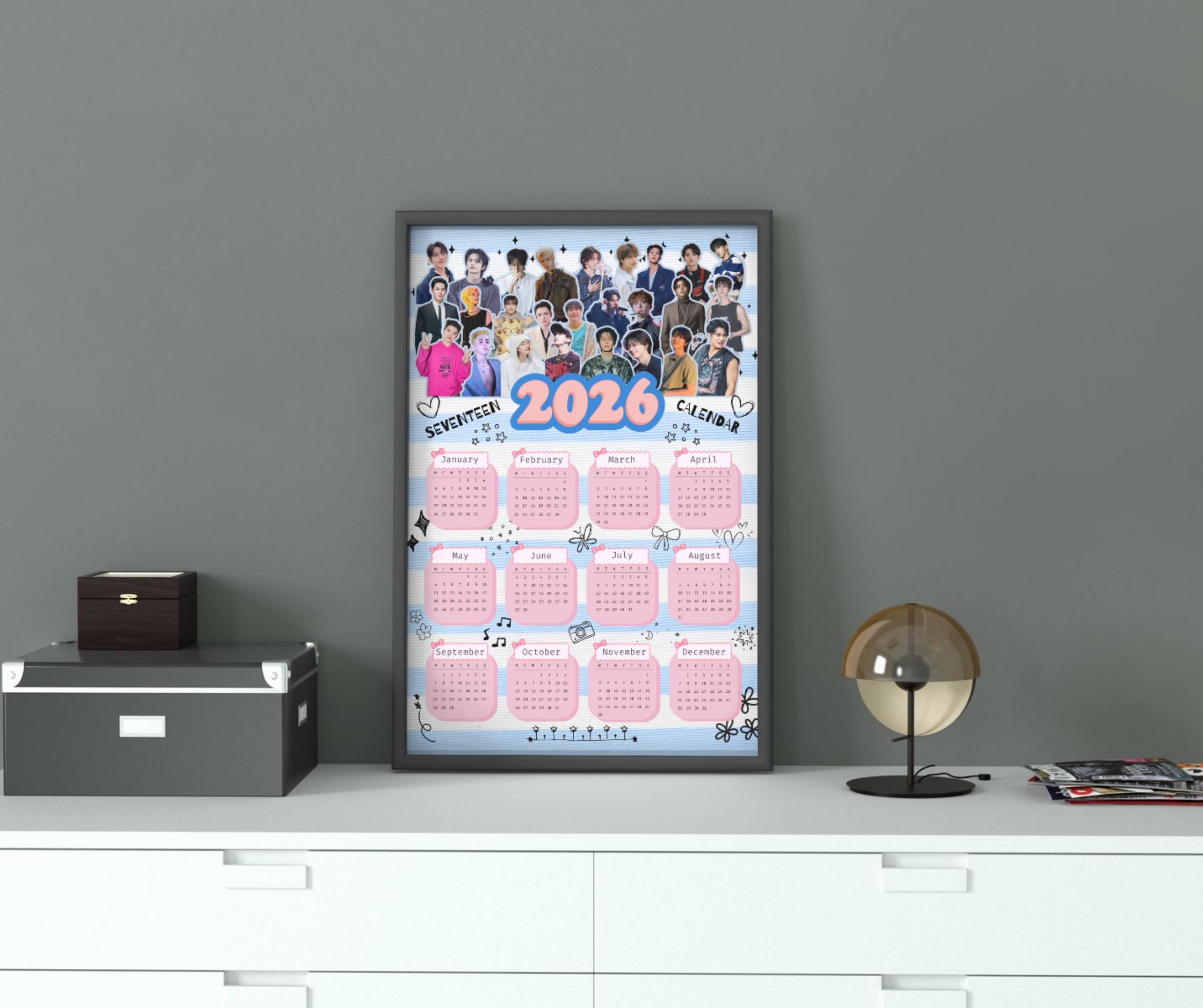 Printable SEVENTEEN Calendar 2026: K-pop Editions (PNG and PDF) - Etsy