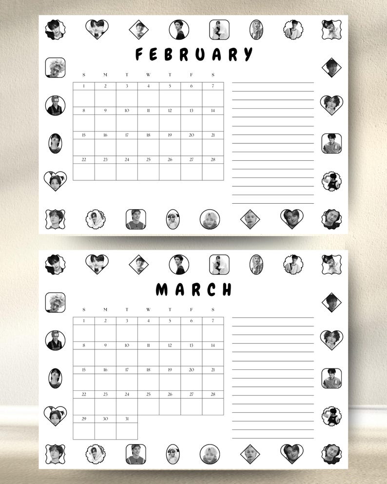 Printable STRAY KIDS Calendar, 2026 Skz Monthly Planner, Black and ...