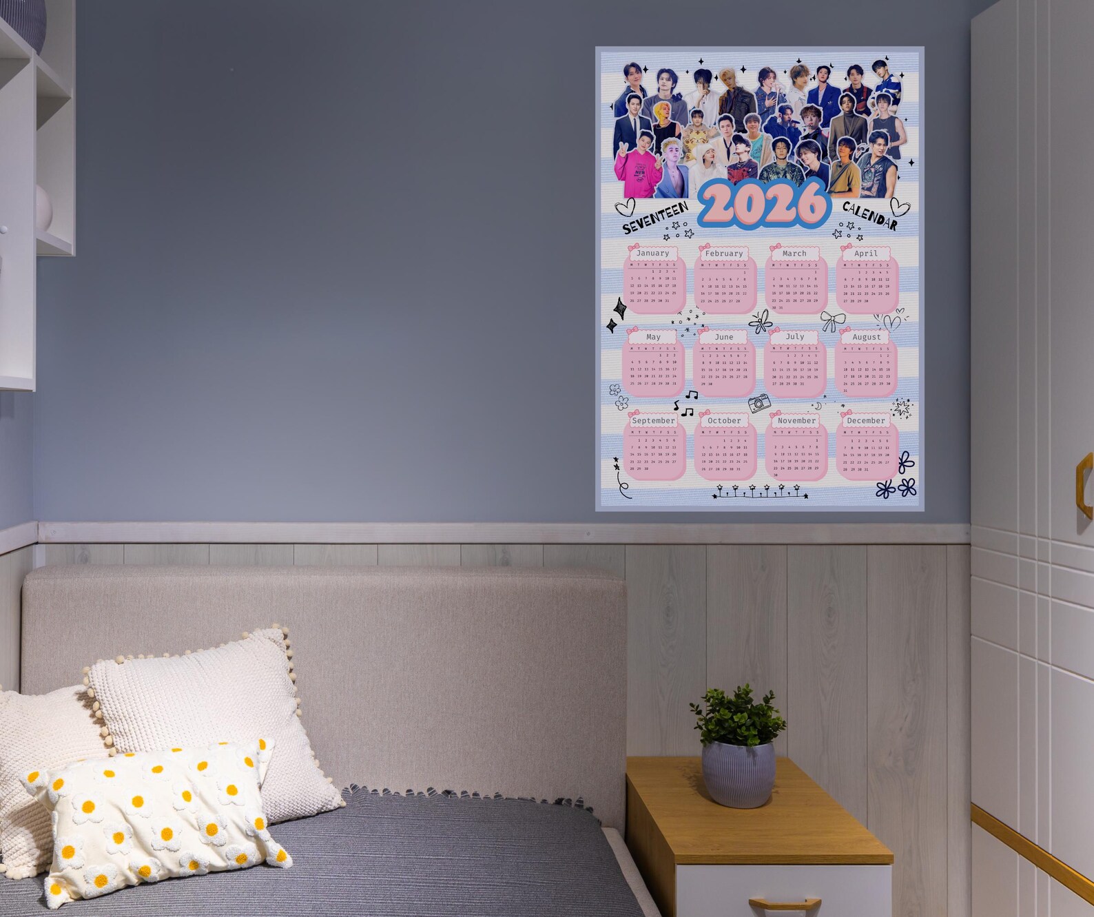 Printable SEVENTEEN Calendar 2026: K-pop Editions (PNG and PDF) - Etsy