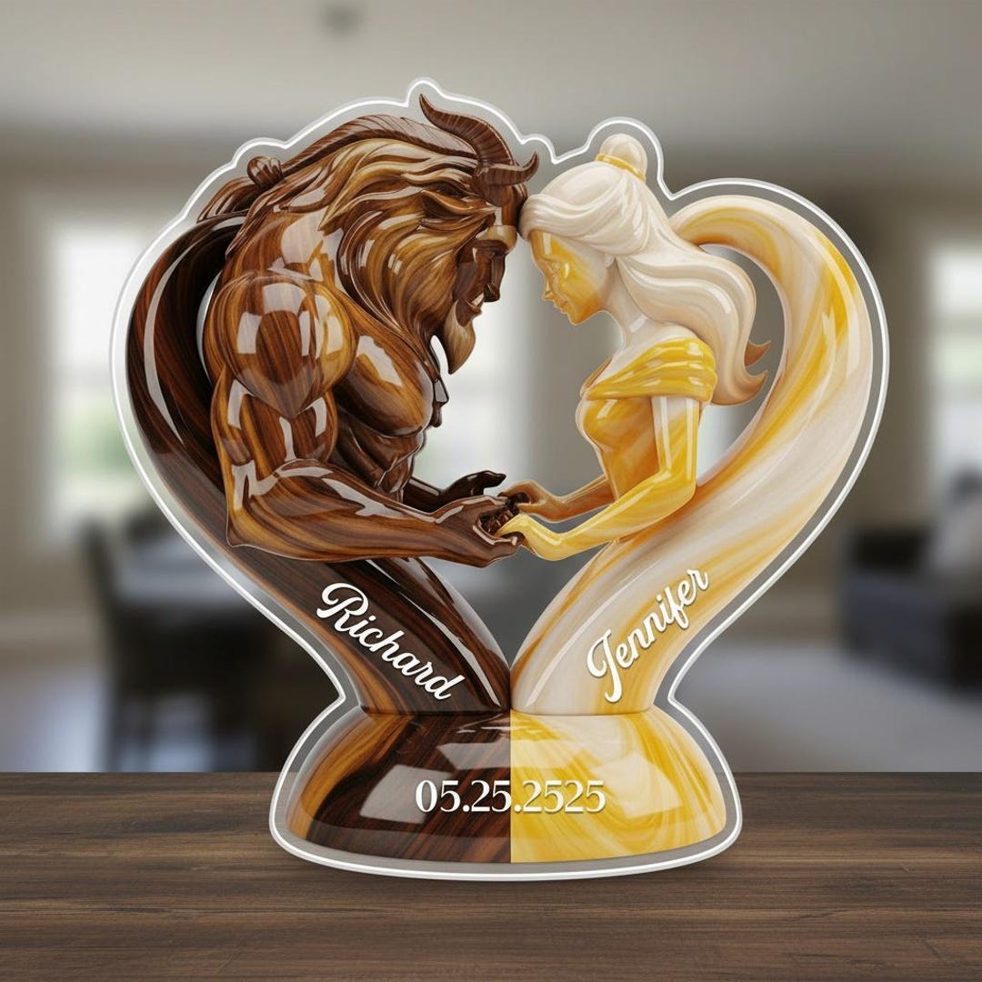 Beauty and Beast Shaped Acrylic Plaque Love Sign Romantic Couple ...