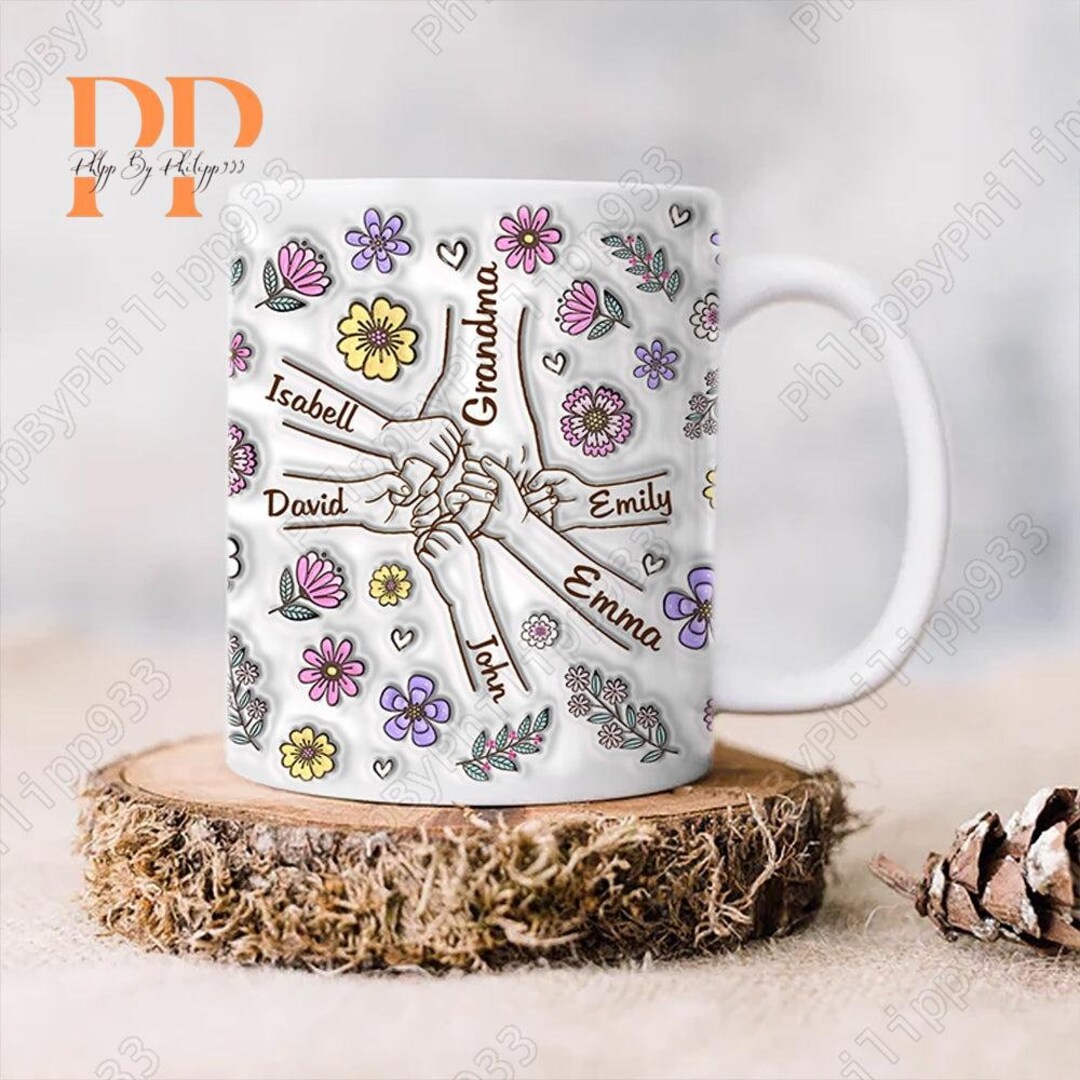 Personalized Holding Mom's Hand Mug, Hold My Hand Mug, Family Custom ...