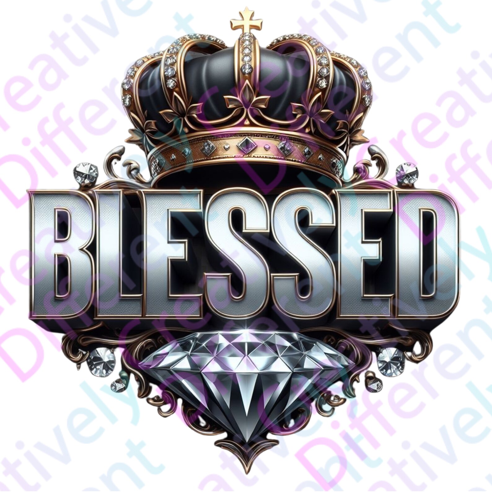 Blessed King Crown With Diamond for Shirts, Mugs, and More. Sublimation ...
