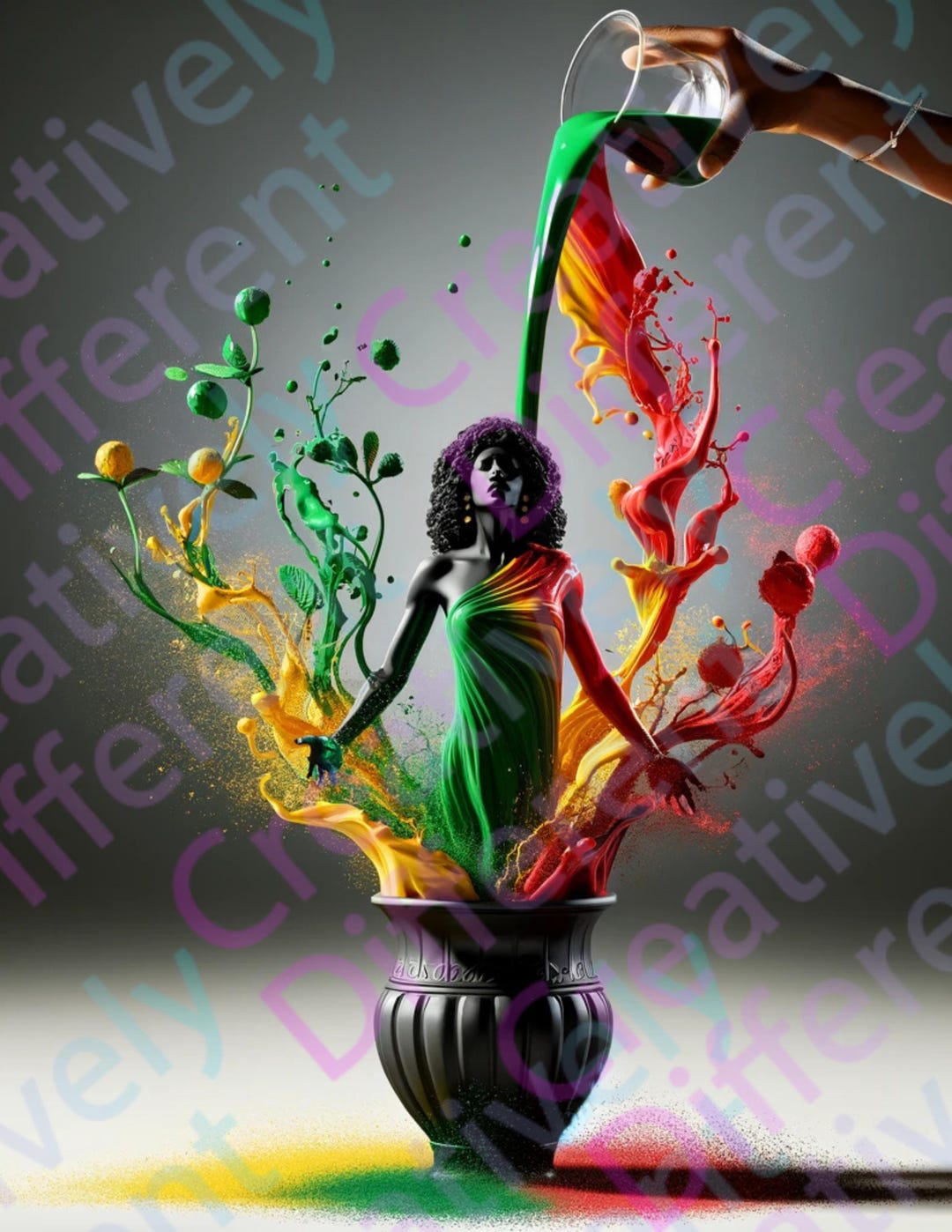 Liquid Transformation – Black Woman Sublimation, DTF PNG, Afrocentric ...