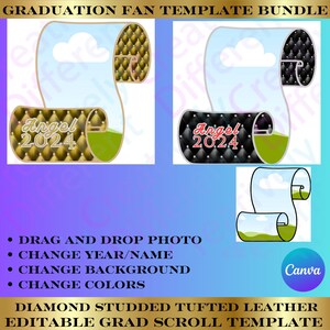 Diamond Tufted, Grad Scroll Template Bundle Graduation Fan Template ...