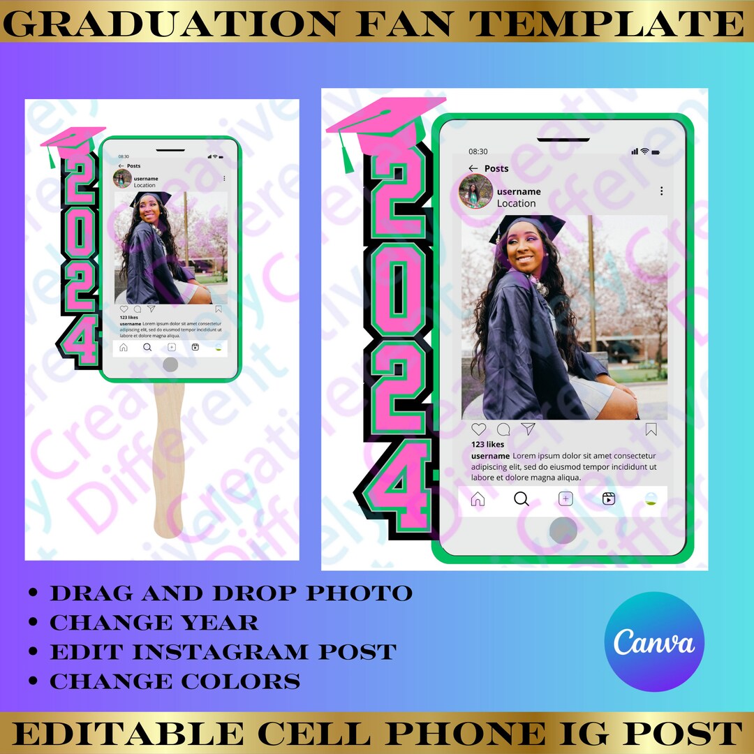 Graduation Fan Template, Editable in Canva, Instagram Post Template ...